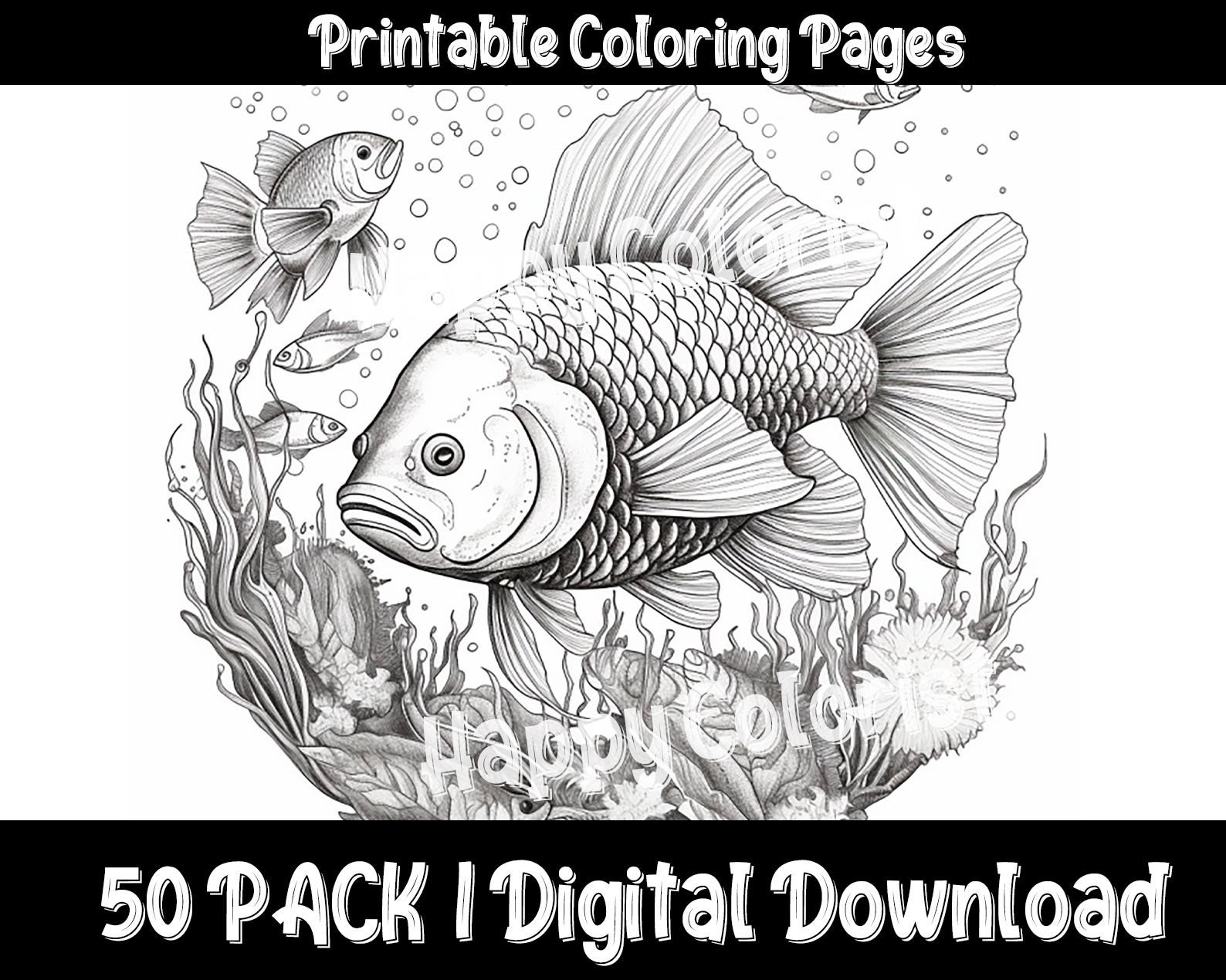 Underwater Adventure: Detailed Fish Coloring Pages for Relaxation and ...