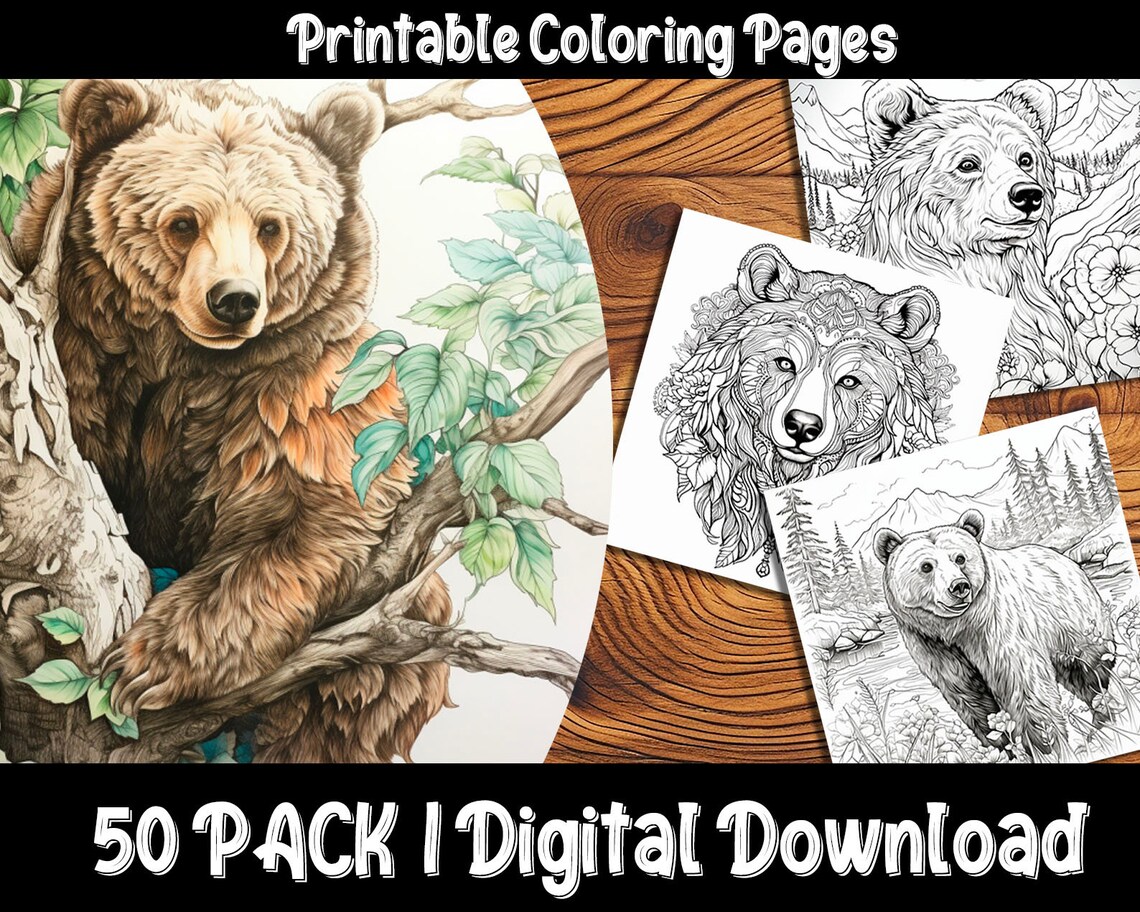 Adorable Bear Coloring Pages: Fun and Relaxing Activity for Kids and ...