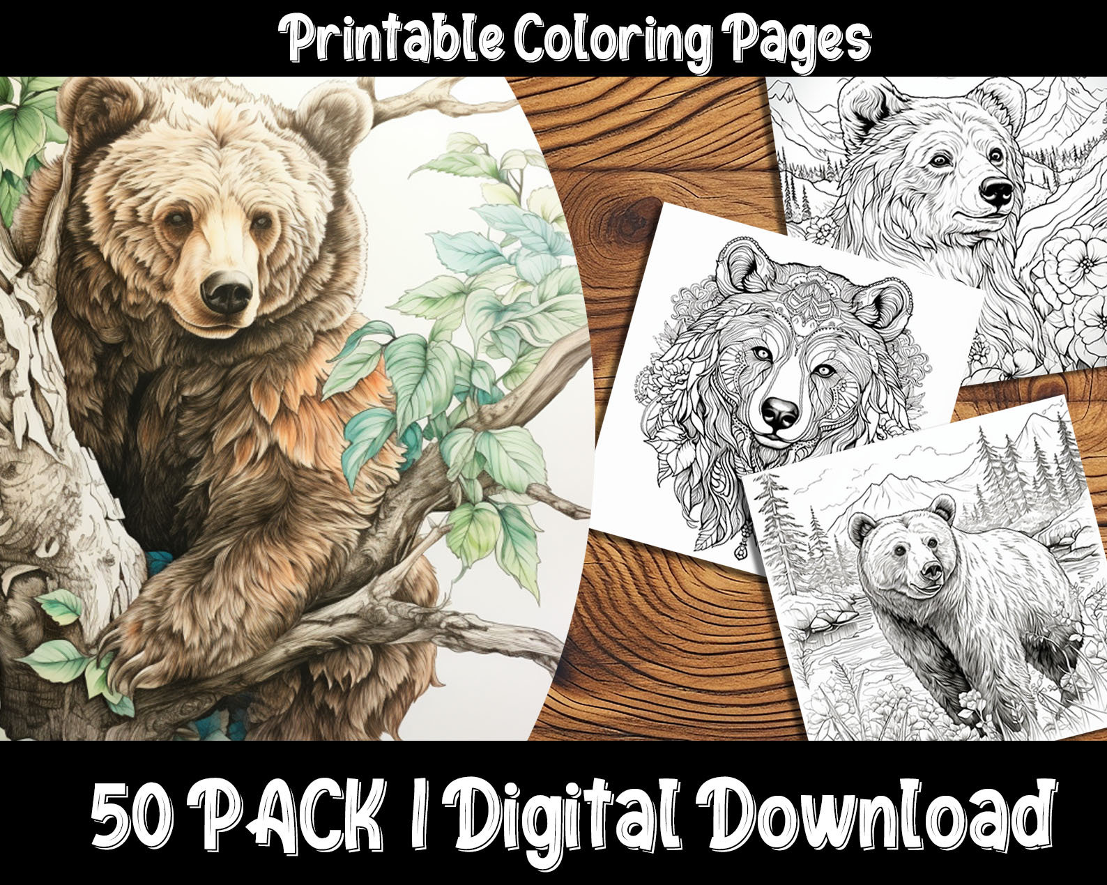 Adorable Bear Coloring Pages: Fun and Relaxing Activity for Kids and ...