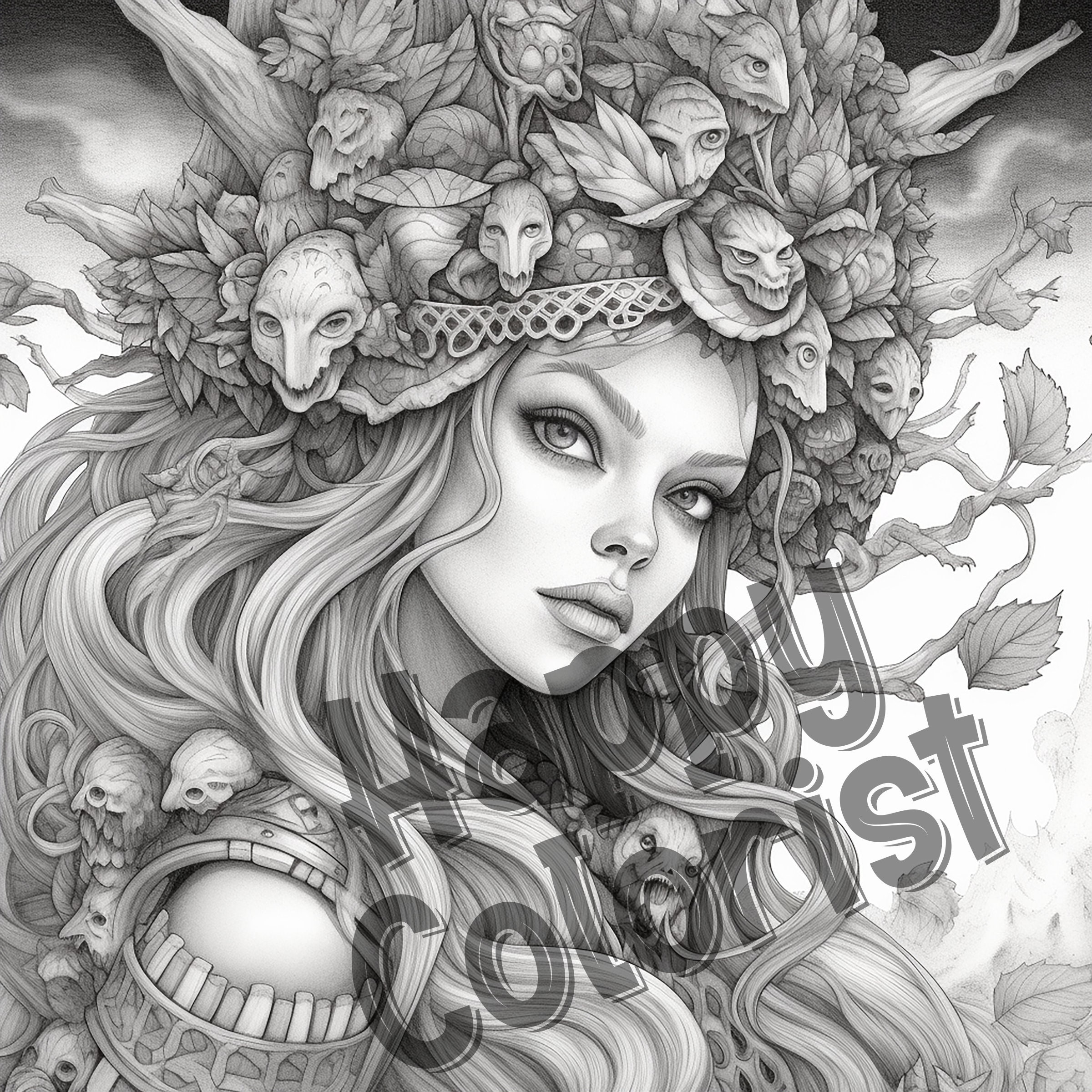 Enchanting Tree Spirit Coloring Pages: Mystical Forest Adventure for ...