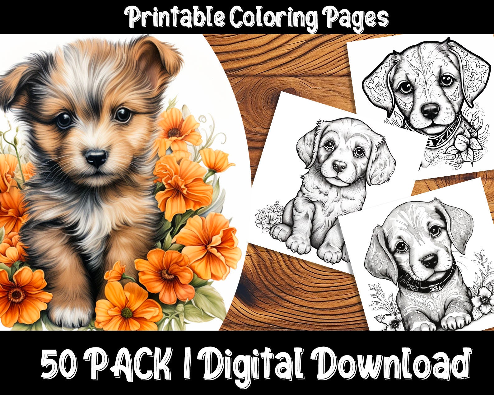 Adorable Puppy Coloring Pages: Fun and Cute Dog Pictures for Kids to ...