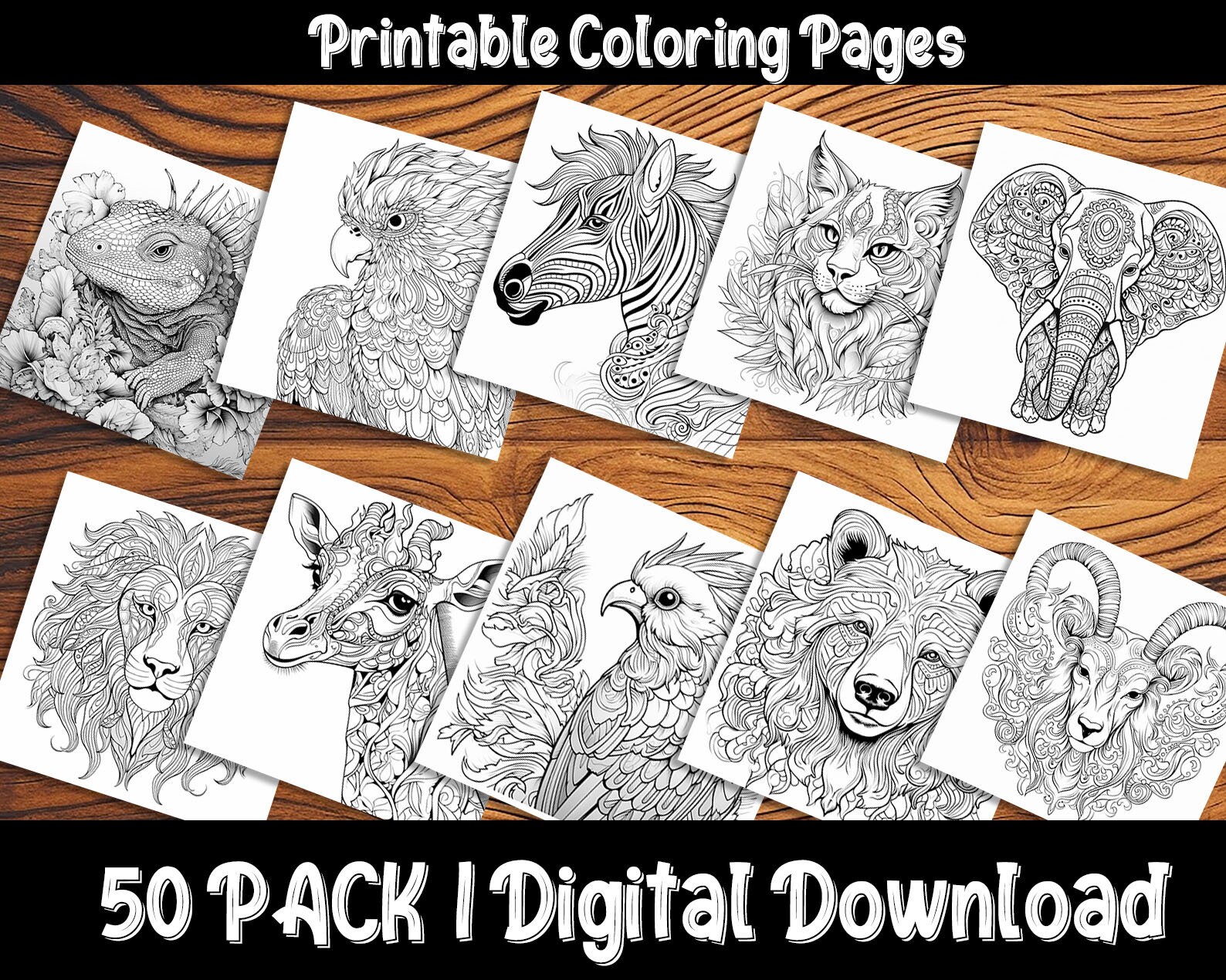 Artistic Animal Coloring Pages: Unique Stylized Creatures for ...