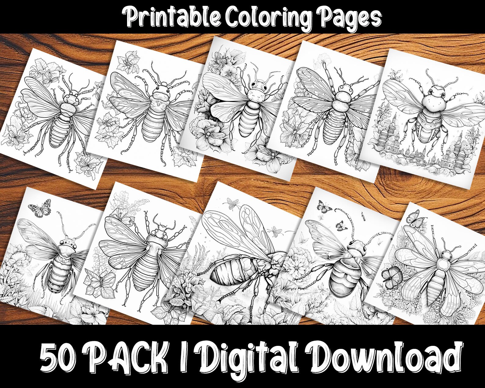 Buzzing Insects Coloring Pages: A Variety of Detailed Insect ...