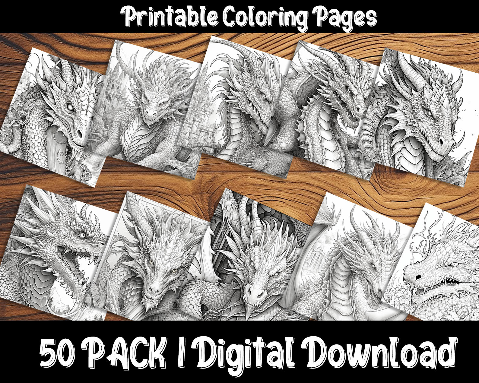 Magical Dragon Coloring Pages: Journey Into a Fantasy World of Fire ...