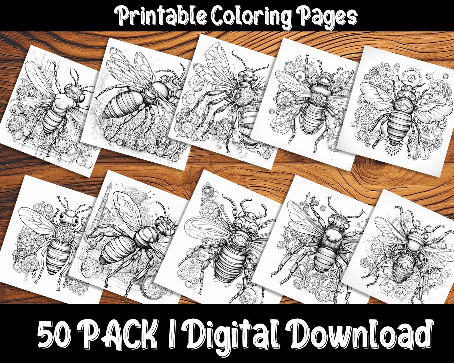 Steampunk Bee Coloring Pages: Intricate and Unique Designs for ...