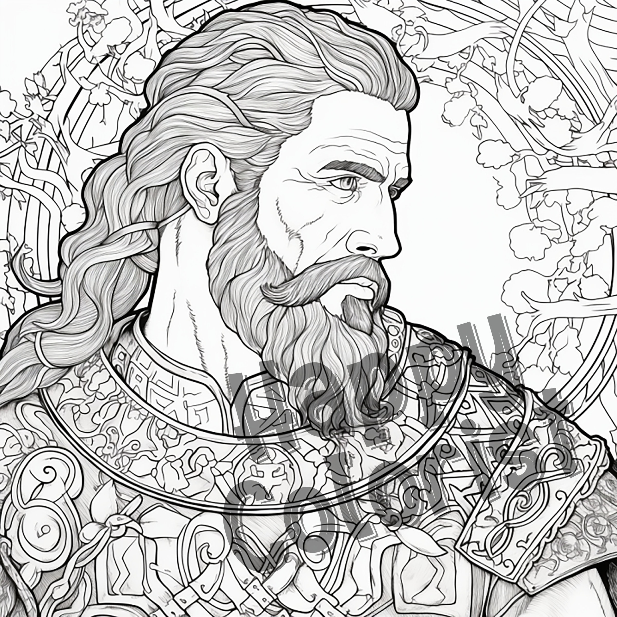 Celtic Warrior Men Coloring Pages: Engaging and Relaxing Activity for ...