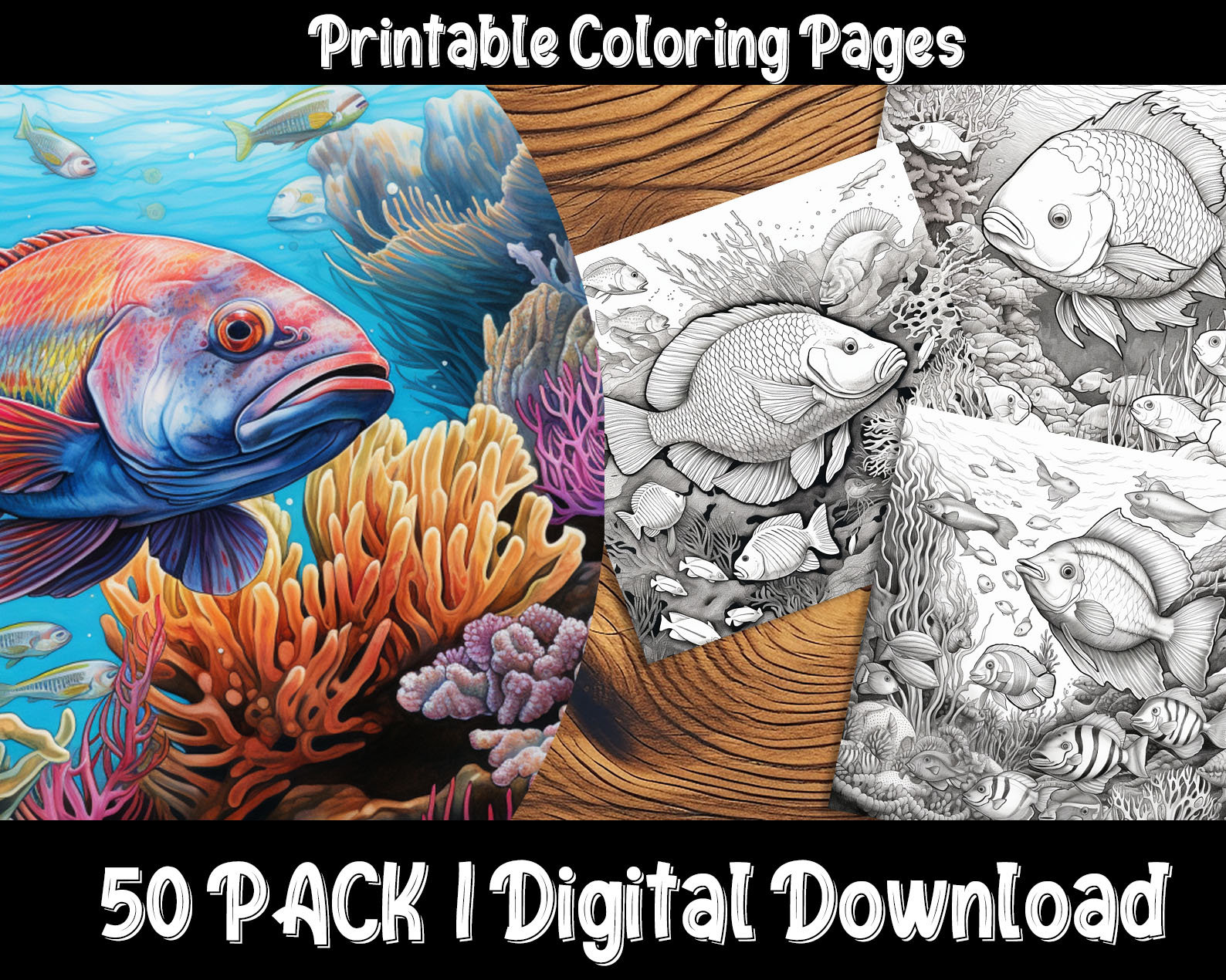 Underwater Adventure: Schools of Fish Coloring Pages for Relaxation and ...