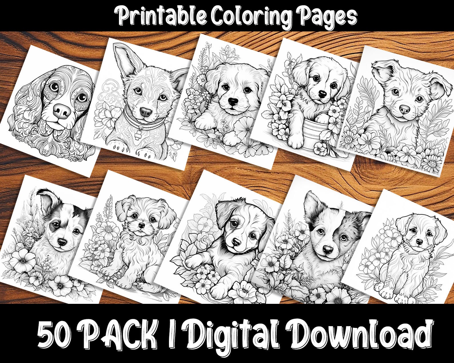 Adorable Puppy Coloring Pages: Fun and Cute Dog Pictures for Kids to ...