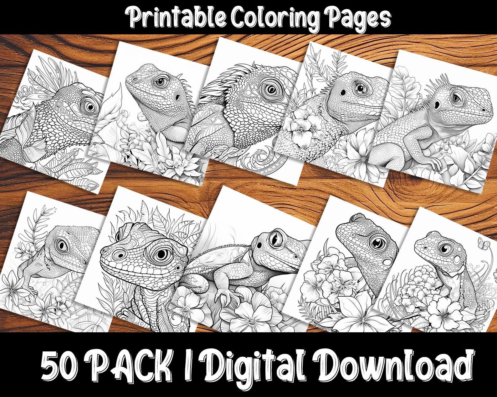 Exotic Lizard Coloring Pages: Engaging Activity for Kids and Adults ...