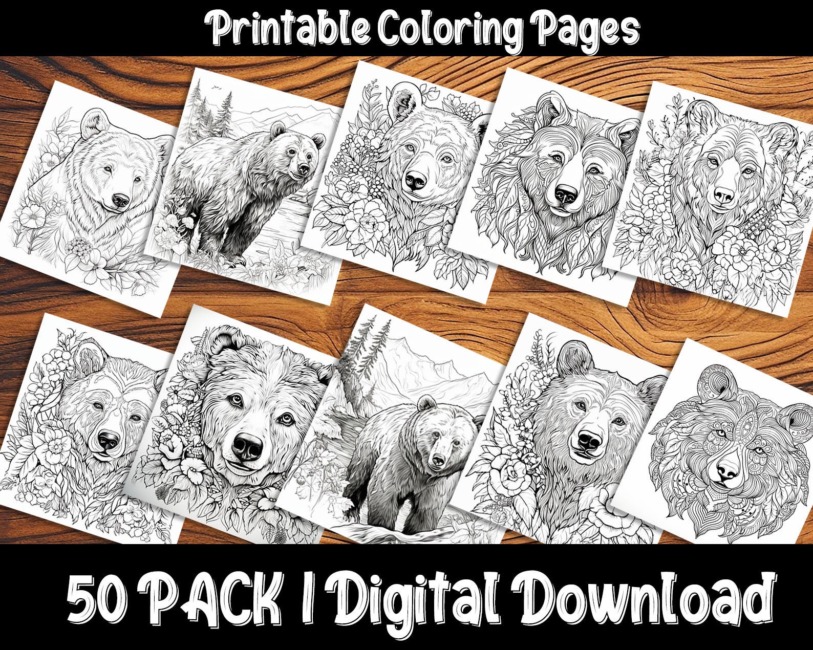 Adorable Bear Coloring Pages: Fun and Relaxing Activity for Kids and ...