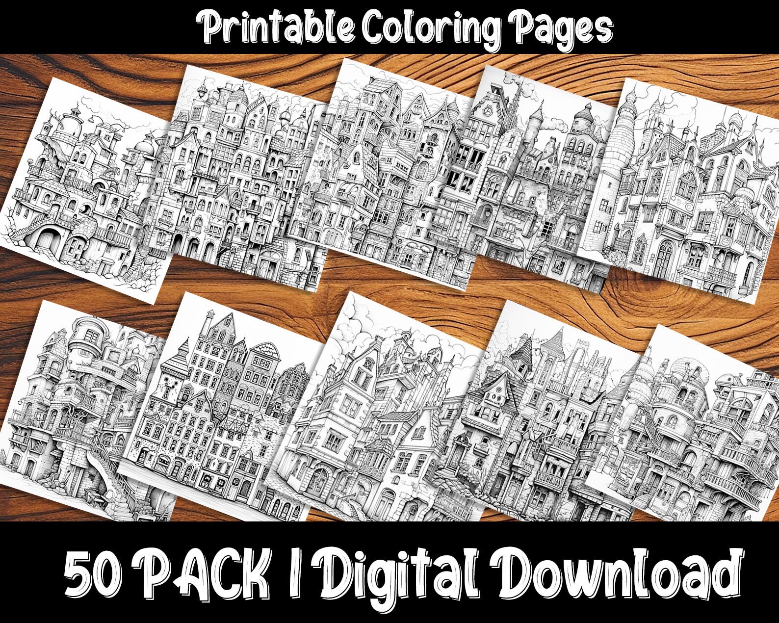 Architectural Buildings Coloring Pages: Engaging and Relaxing Activity ...