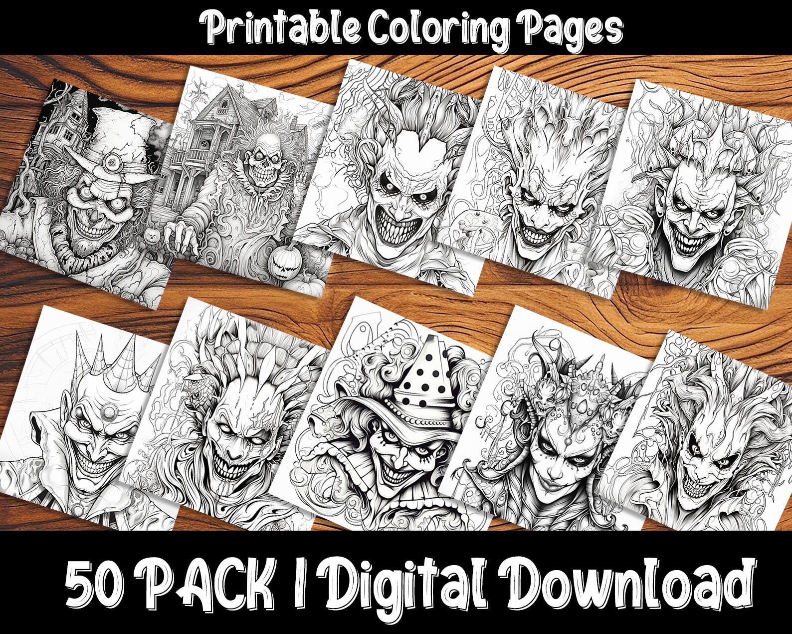 Haunted Halloween Adult Coloring Pages - 50 Horror Coloring Pages for a ...