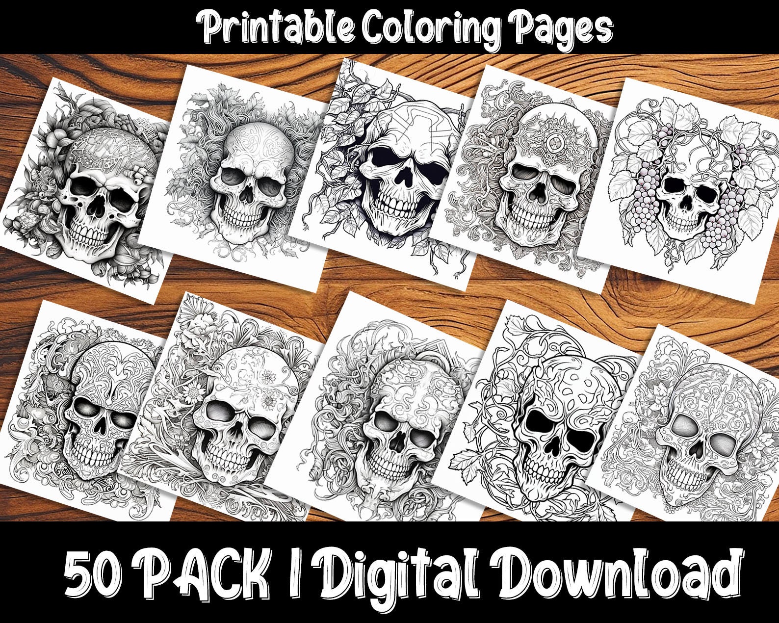 Spooky yet Fun: Skull Coloring Pages for Relaxation and Creativity ...