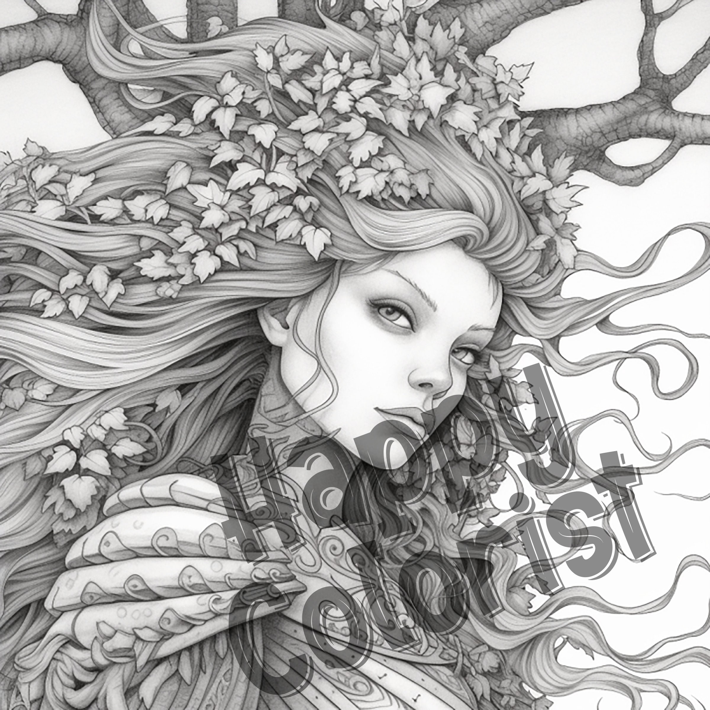 Enchanting Tree Spirit Coloring Pages: Mystical Forest Adventure for ...