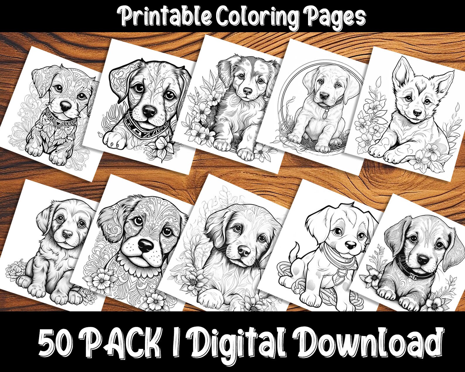 Adorable Puppy Coloring Pages: Fun and Cute Dog Pictures for Kids to ...