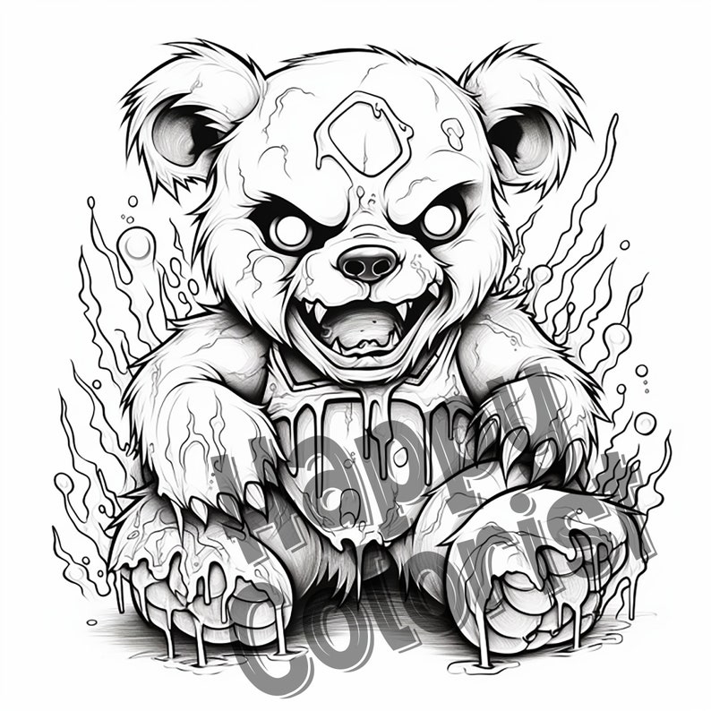 Creepy and Scary Teddy Bear Coloring Pages: Experience the Thrill With ...