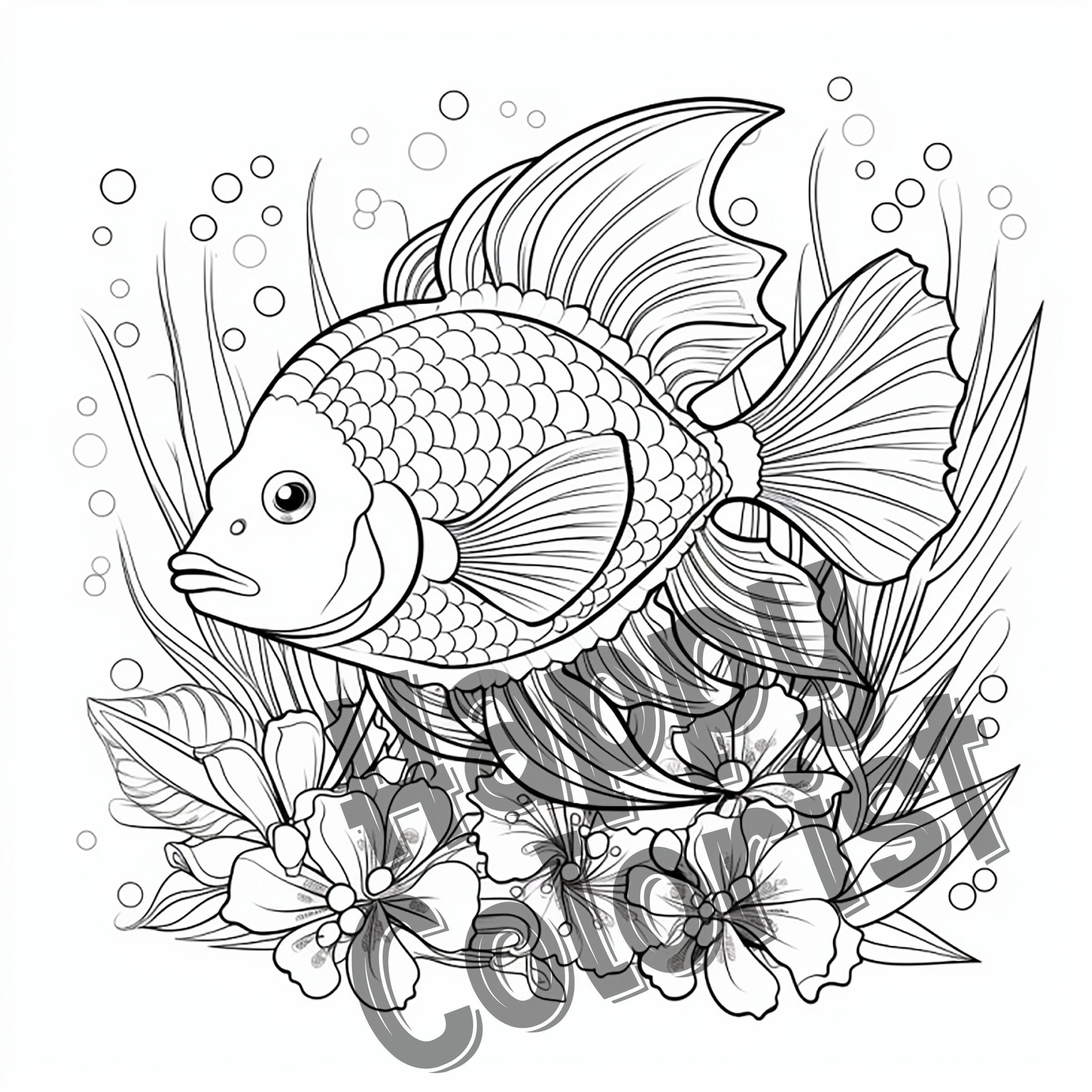 Underwater Adventure: Detailed Fish Coloring Pages for Relaxation and ...