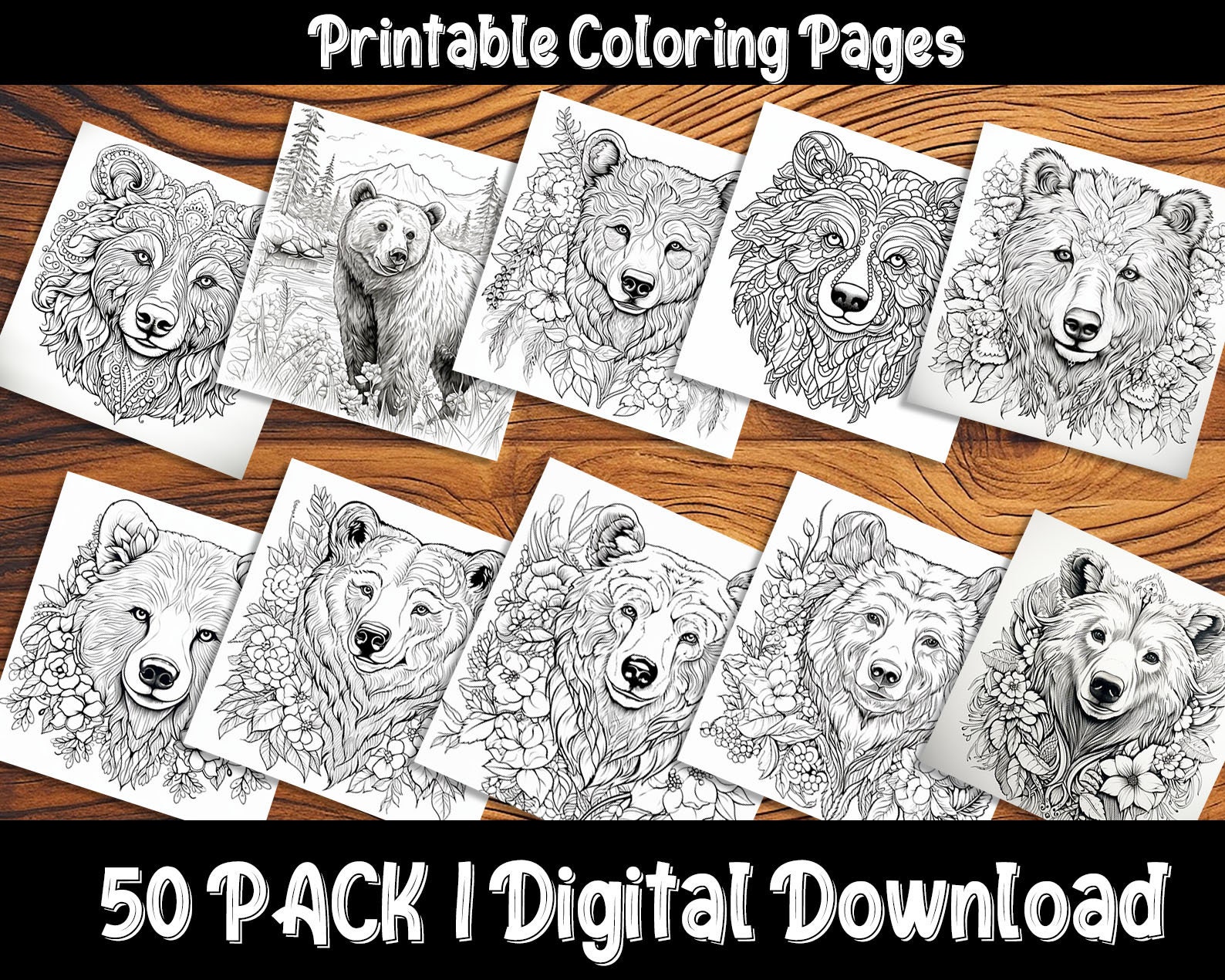 Adorable Bear Coloring Pages: Fun and Relaxing Activity for Kids and ...