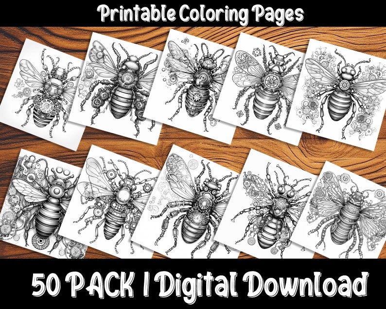 Steampunk Bee Coloring Pages: Intricate and Unique Designs for ...