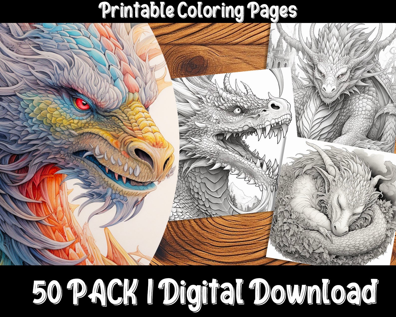 Magical Dragon Coloring Pages: Journey Into a Fantasy World of Fire ...