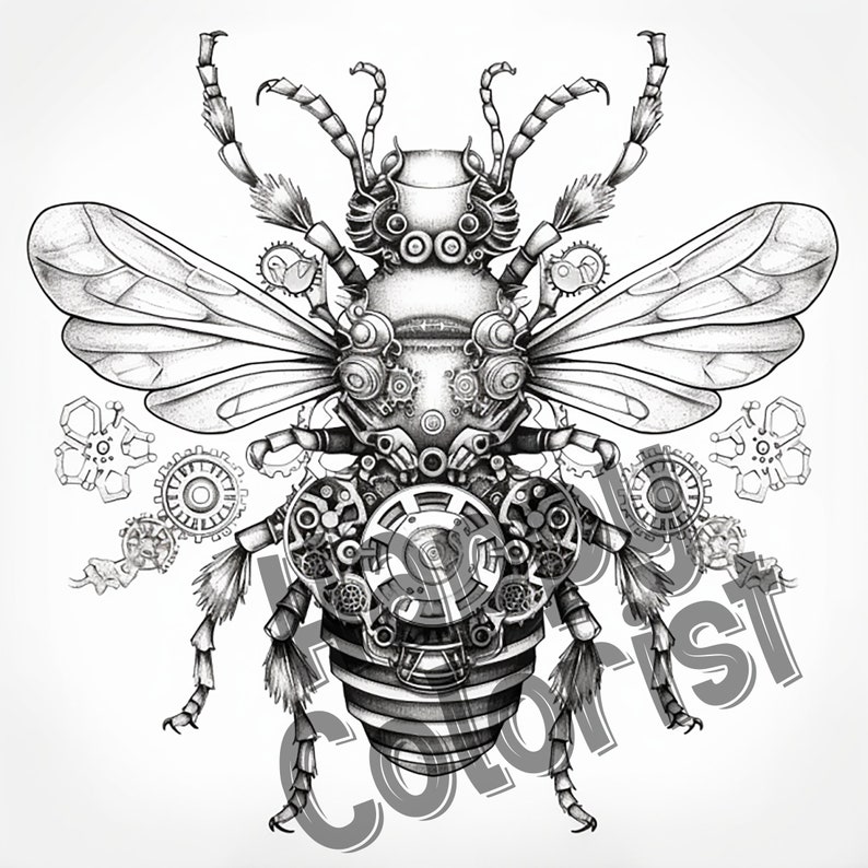 Steampunk Bee Coloring Pages: Intricate and Unique Designs for ...