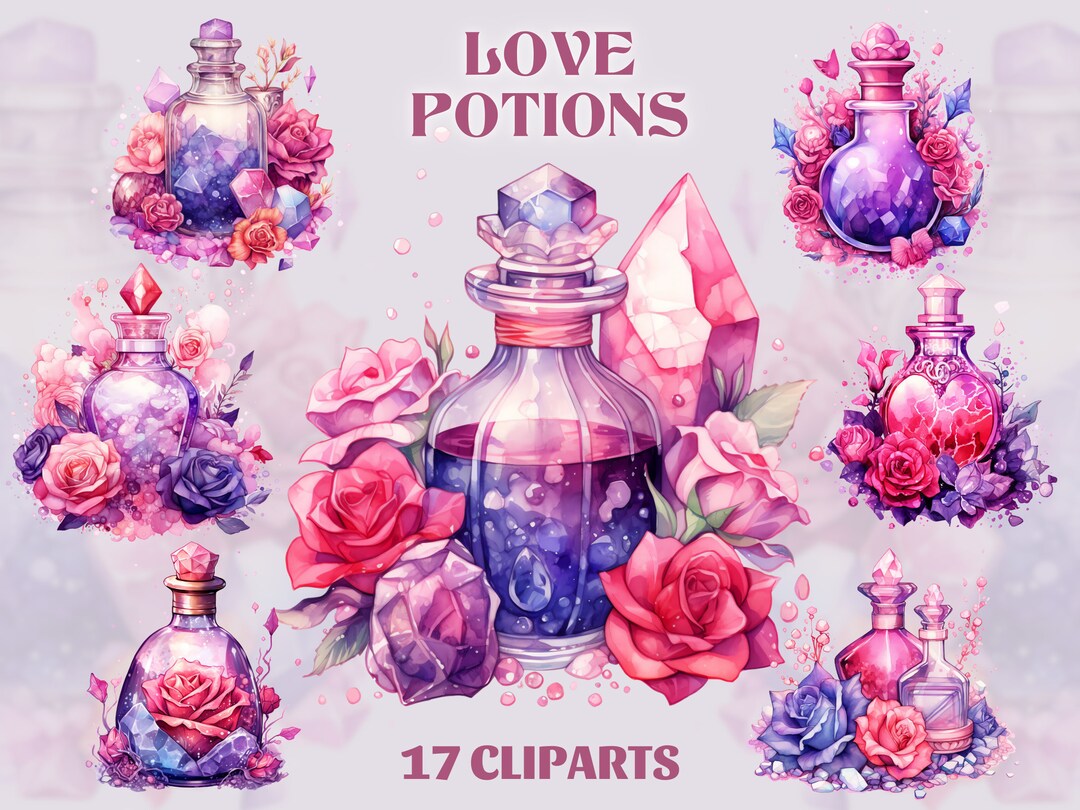 Watercolor Witches Love Potions Clipart Bundle Mystical - Etsy