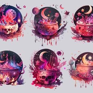 Watercolor Witches Cauldron Clipart Bundle, Witchcraft Clipart, Magic ...