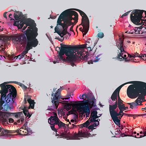 Watercolor Witches Cauldron Clipart Bundle, Witchcraft Clipart, Magic ...