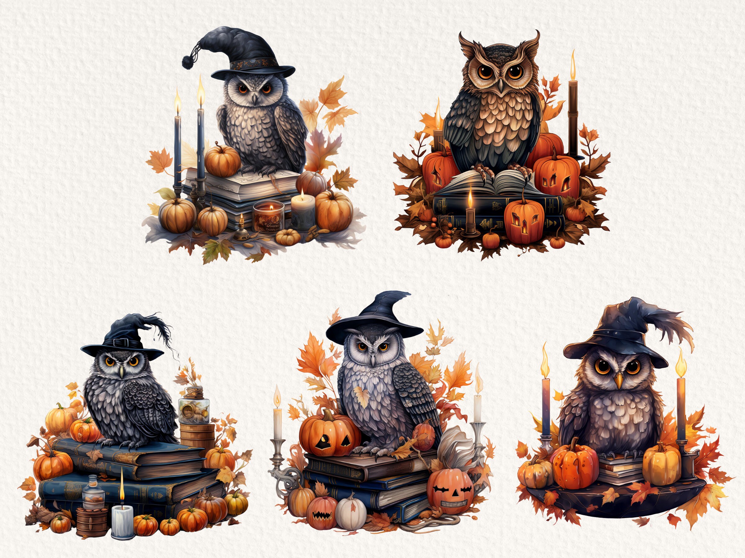 Watercolor Witches Owl Clipart Bundle, Mystical Owl, Owl Clipart ...