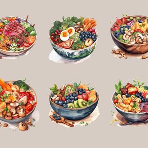 Watercolor Salad Bowl Clipart Bundle Healthy Diet Clipart - Etsy