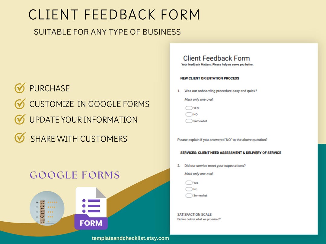 Client Survey Google Form Template, Client Feedback Form, Customer ...