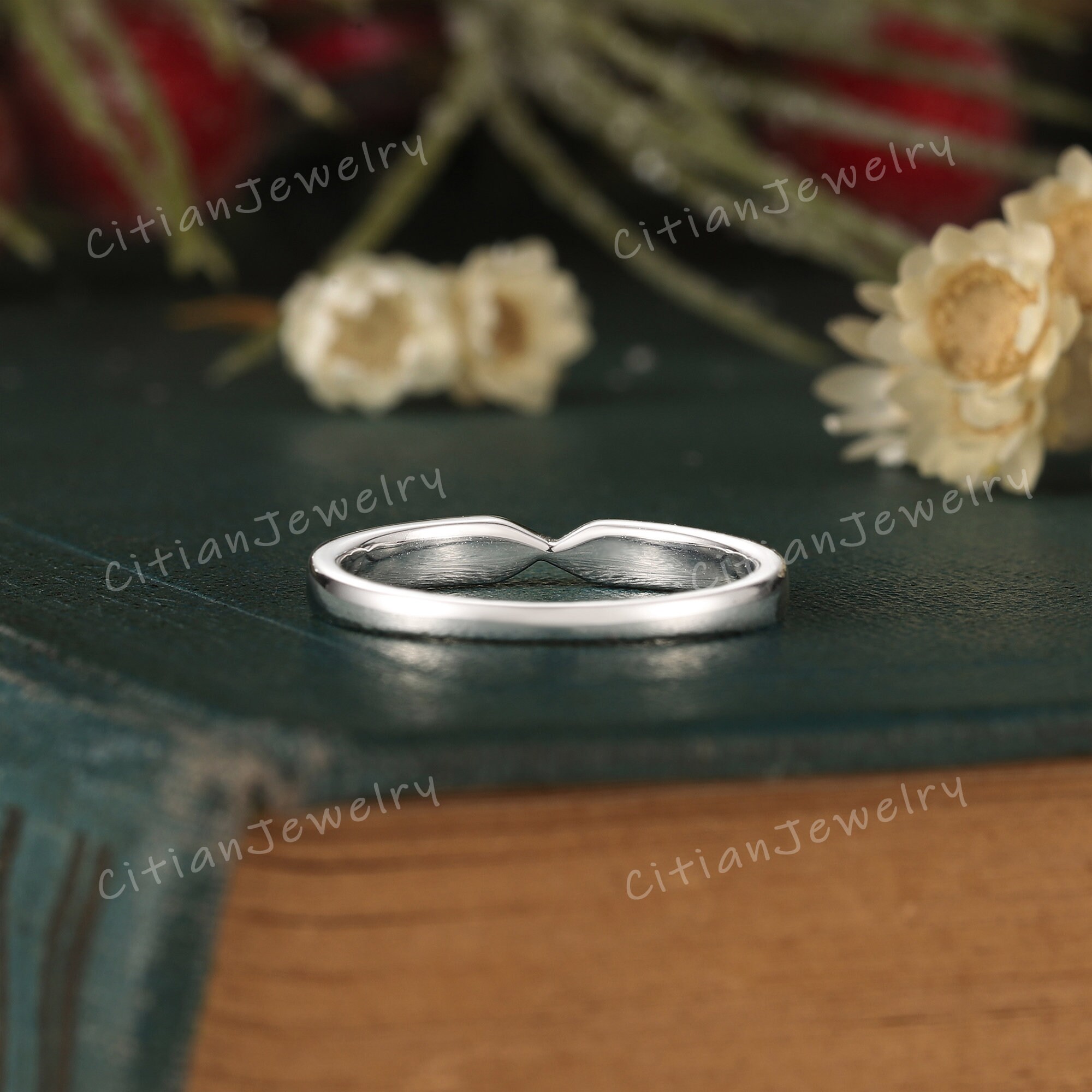 Unique Mens Wedding Band White Gold Twisted Ring Wedding Ring Handmade ...