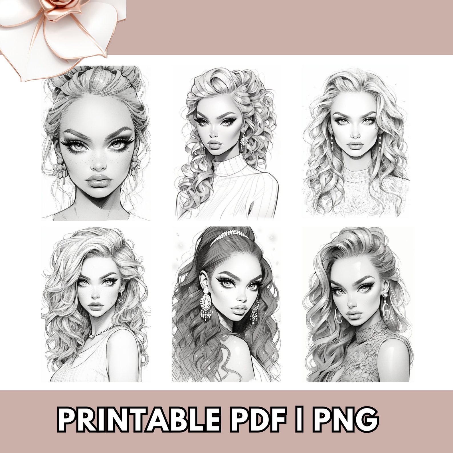 Chic Coloring Adventures: Hairstyles and Makeup Coloring Book Grayscale ...