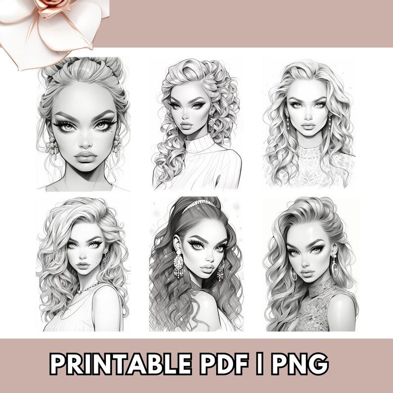 Chic Coloring Adventures: Hairstyles and Makeup Coloring Book Grayscale ...