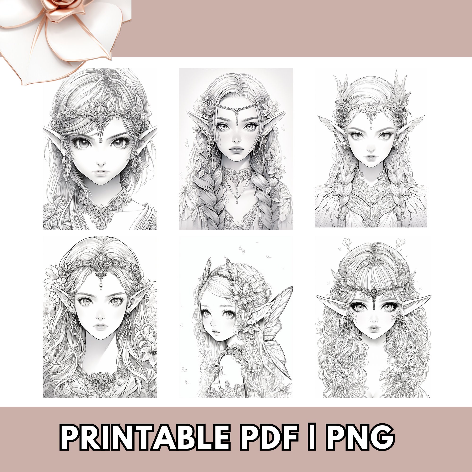 Magical Enchanted Elf Fairy Realistic Grayscale MEGA Bundle Fantasy ...