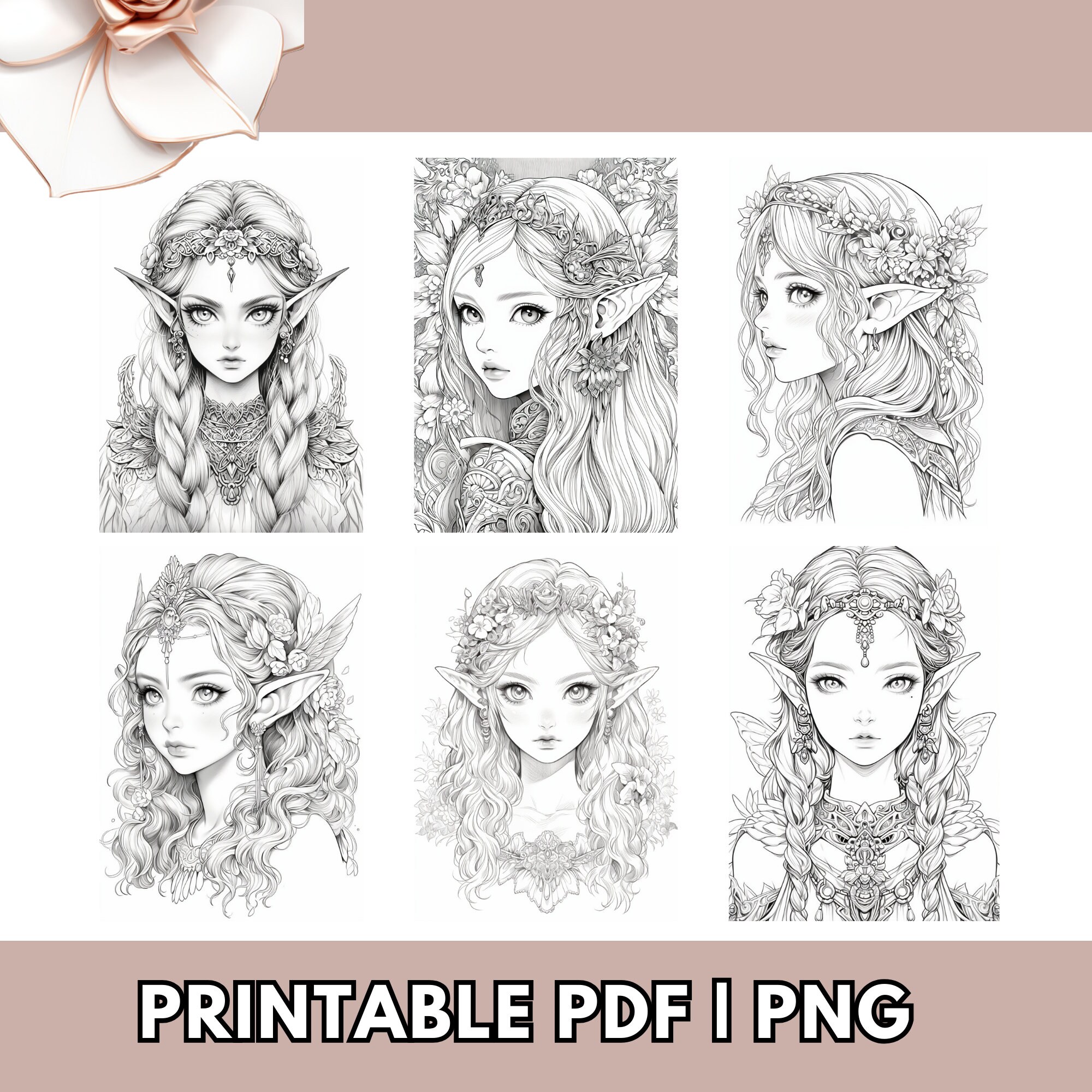 Magical Enchanted Elf Fairy Realistic Grayscale MEGA Bundle Fantasy ...