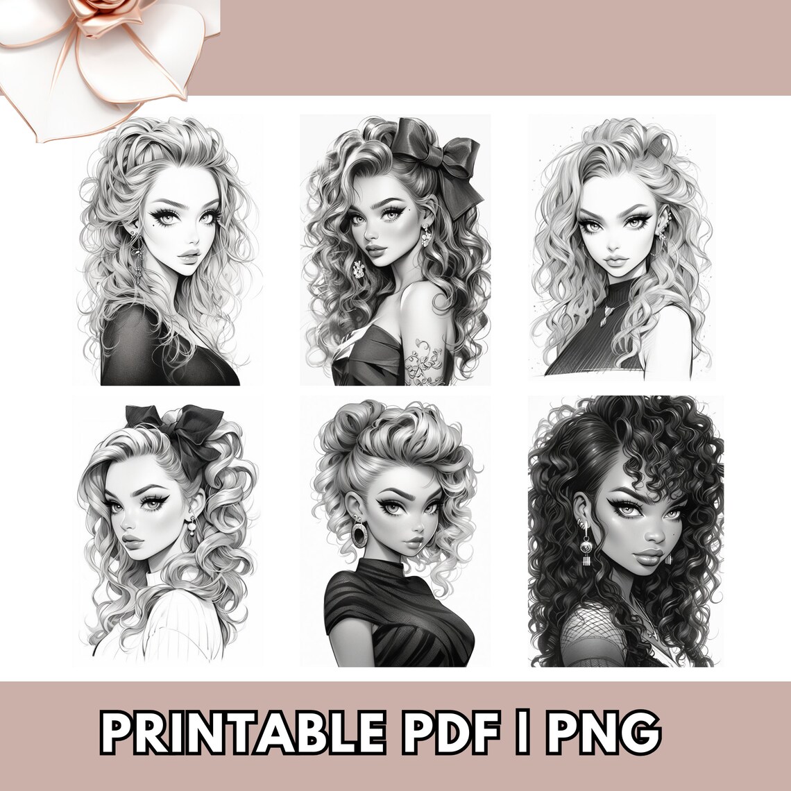 Chic Coloring Adventures: Hairstyles and Makeup Coloring Book Grayscale ...