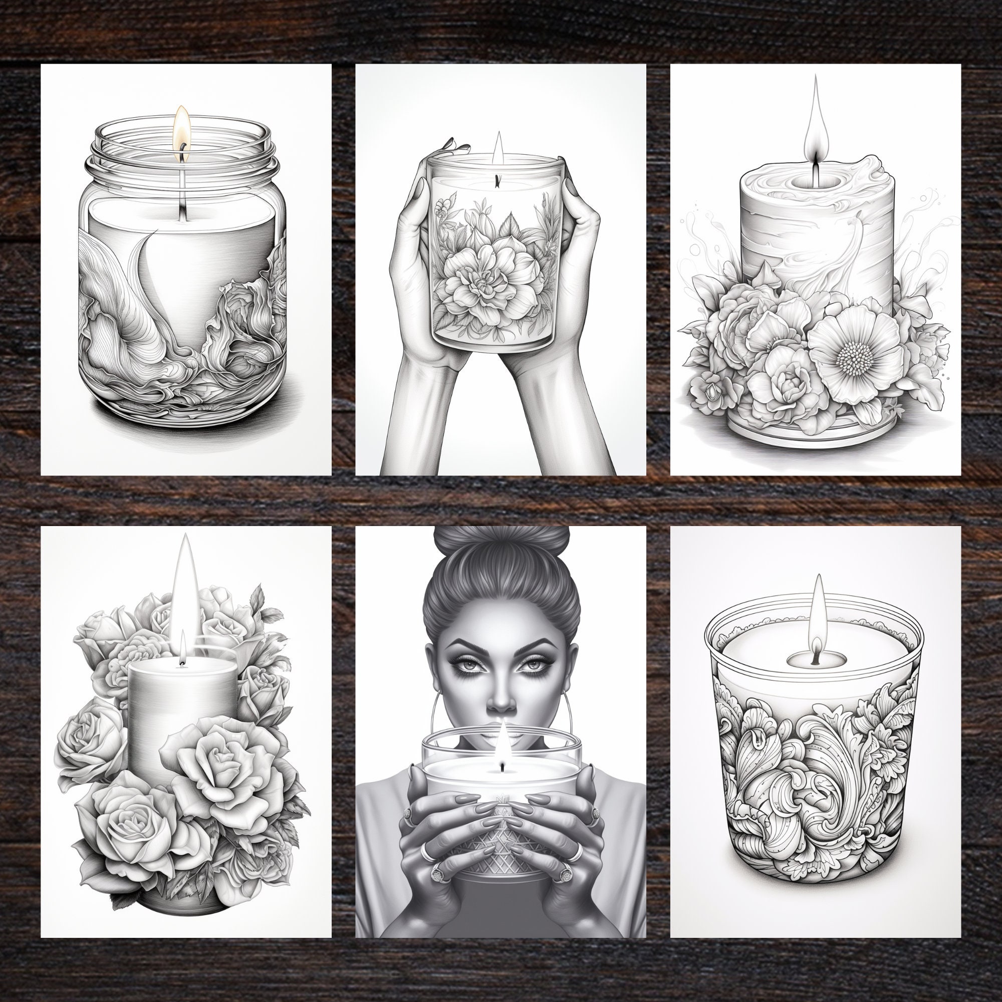 60 Candle Coloring Grayscale MEGA Bundle Coloring Book Poster - Etsy