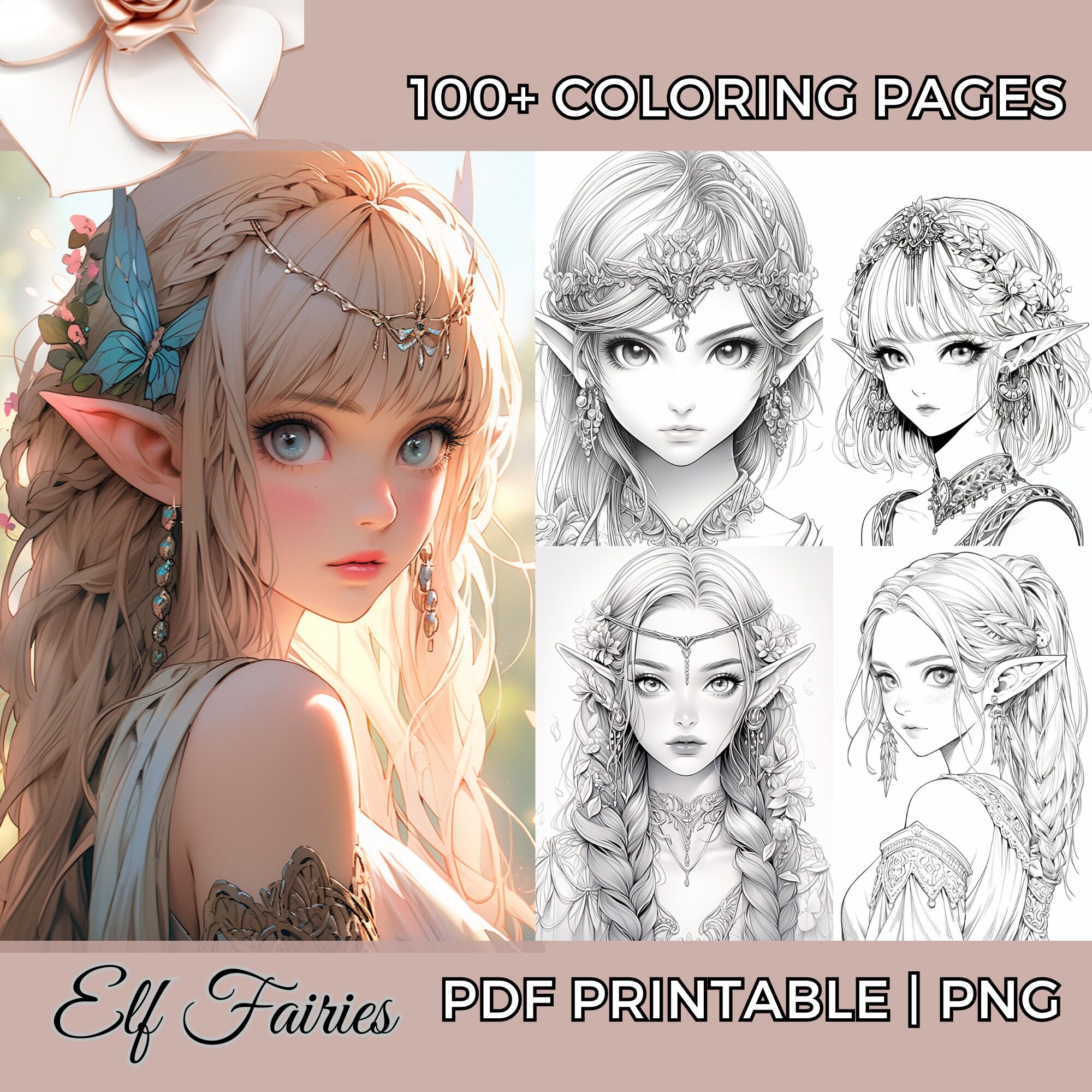 Magical Enchanted Elf Fairy Realistic Grayscale MEGA Bundle Fantasy ...