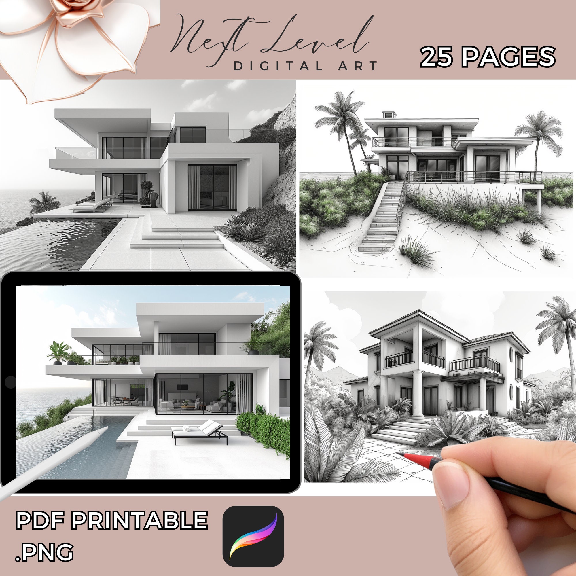 House Coloring, Printable Grayscale Coloring Pages Detailed Coloring ...