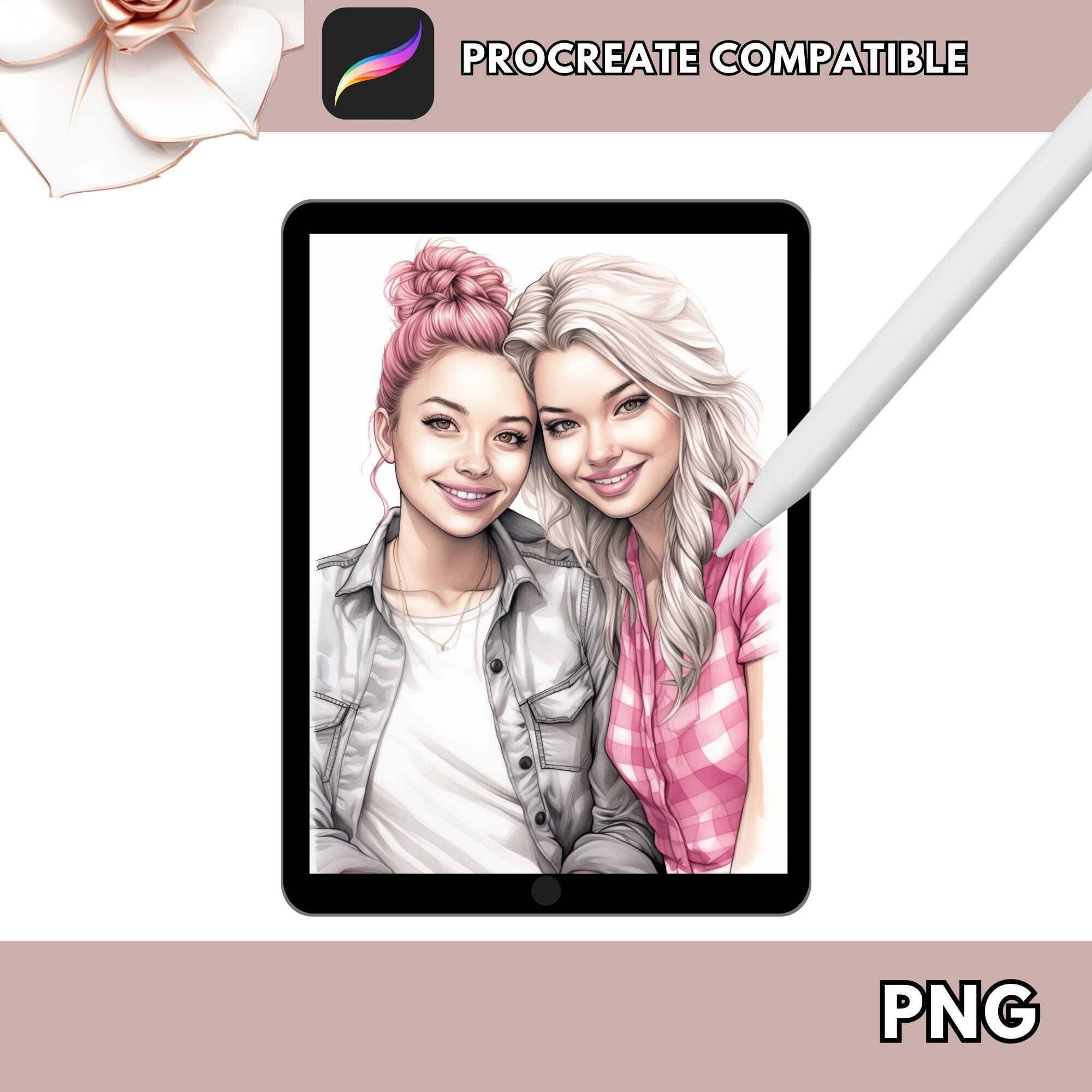 Best Friends Adult Coloring Book Pages in Beautiful Realistic - Etsy