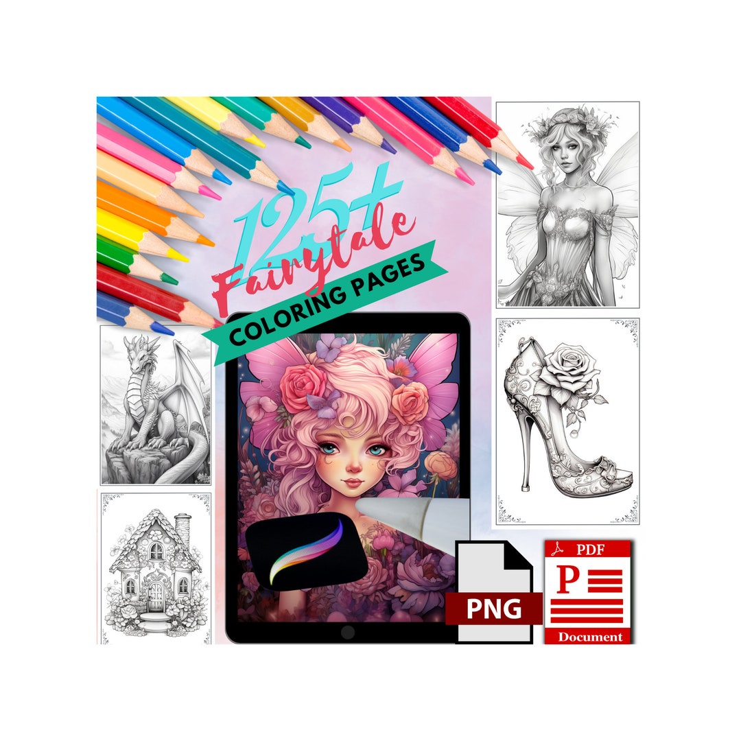 Beautiful Grayscale Coloring Pages, Fairytale Fantasy Fairies Coloring ...