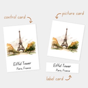 World Landmarks Montessori Nomenclature 3 Part Classification Flash ...
