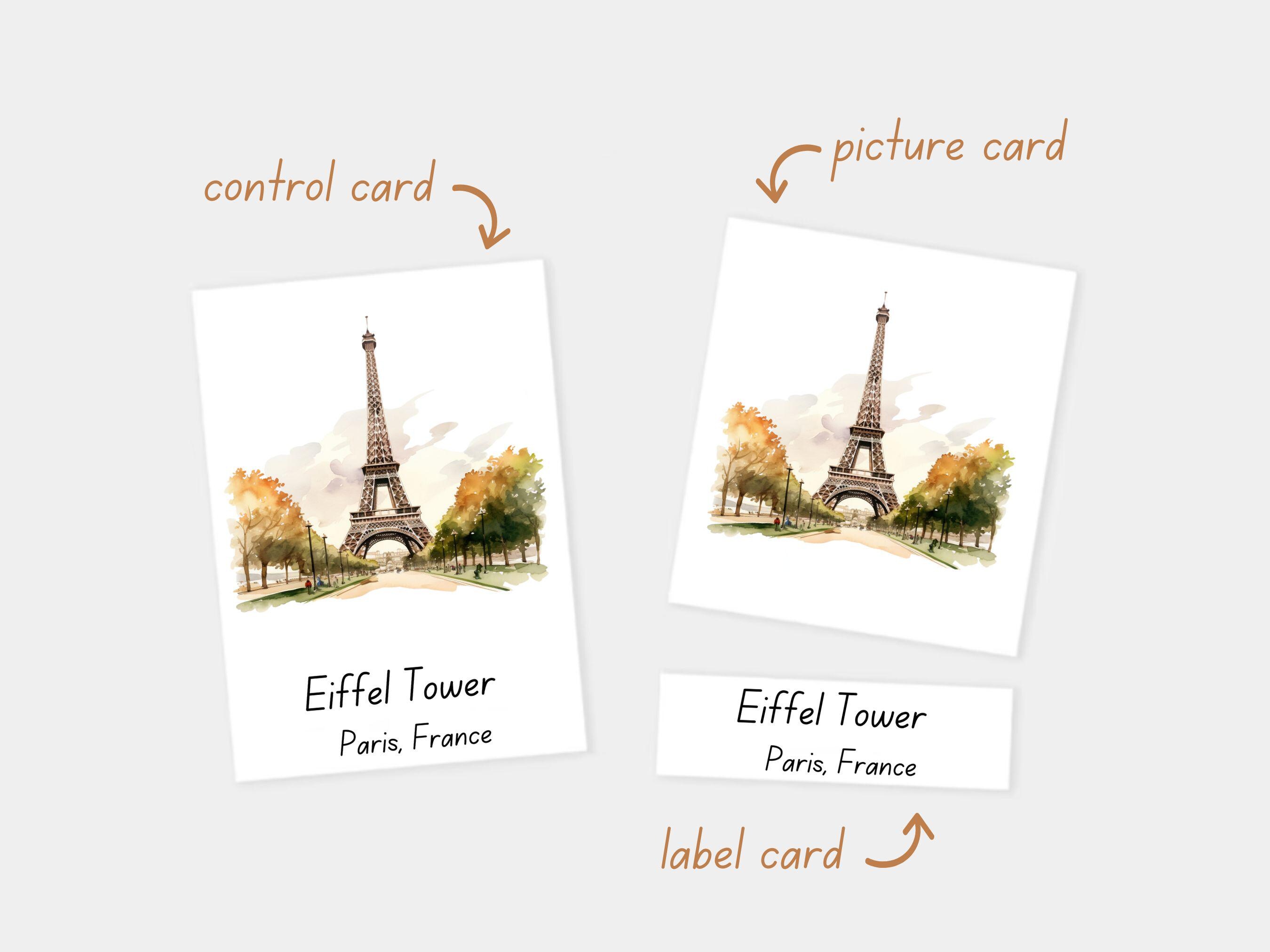 World Landmarks Montessori Nomenclature 3 Part Classification Flash ...