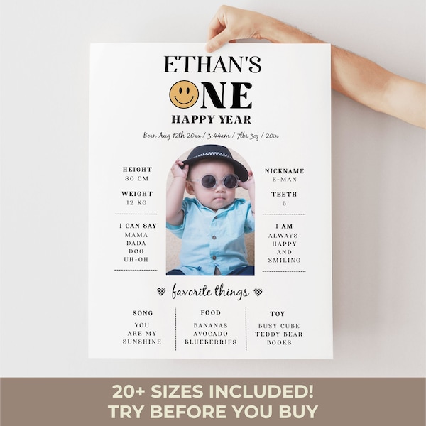 Milestone One Year Poster - Etsy