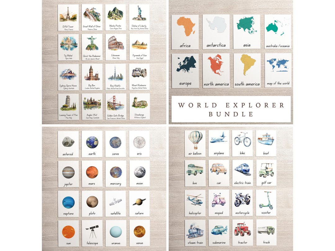 World Explorer Montessori Flashcard Bundle 3 Part Nomenclature Cards ...