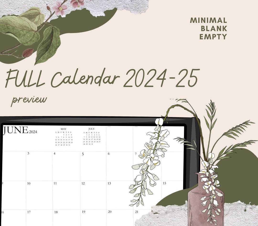 JUNE 2024-JUNE 2025 Minimalist Fulldigital Calendar: Plan Your Year ...