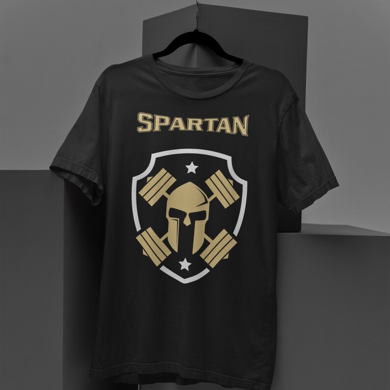 Spartan Shirt With Greek Warrior Helmet and Shield Design in Beige ...