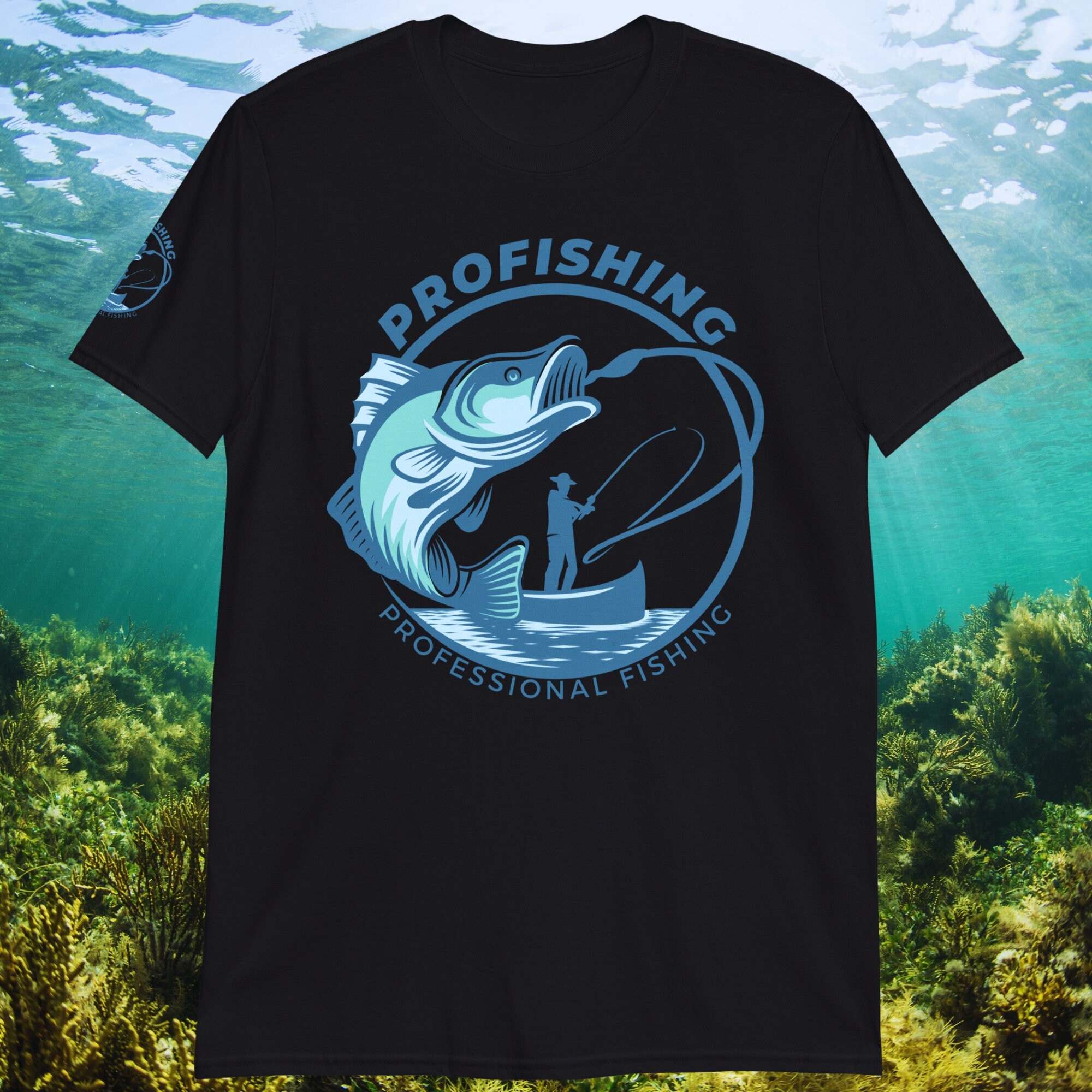 UNISEX Vintage Style Fishing T-shirt, Water Colors With Distinctive ...