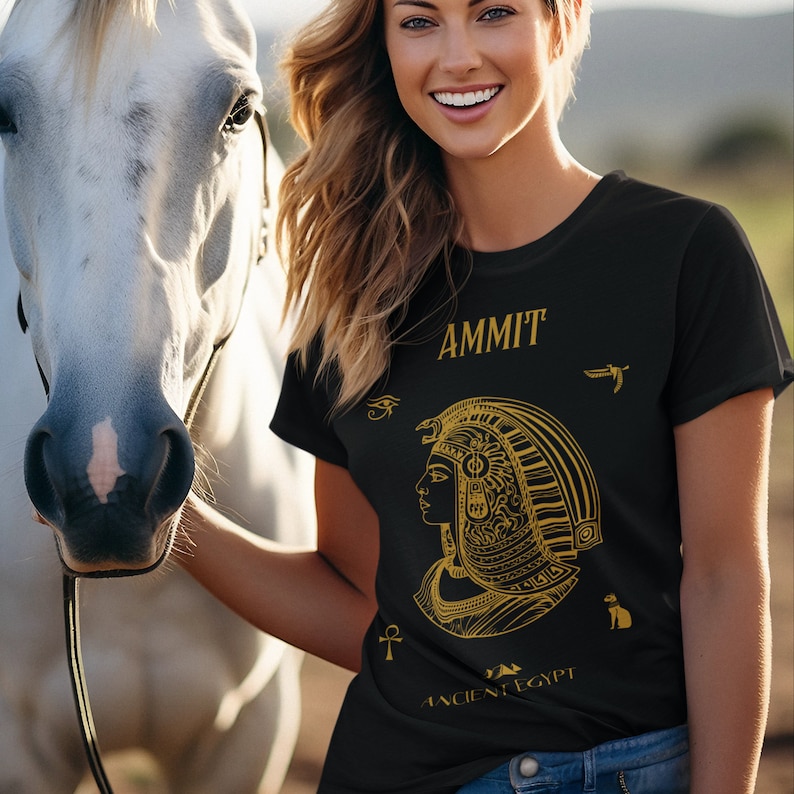 Egyptian T-shirt Featuring the God Ammit in Golden Tones | Connect With ...